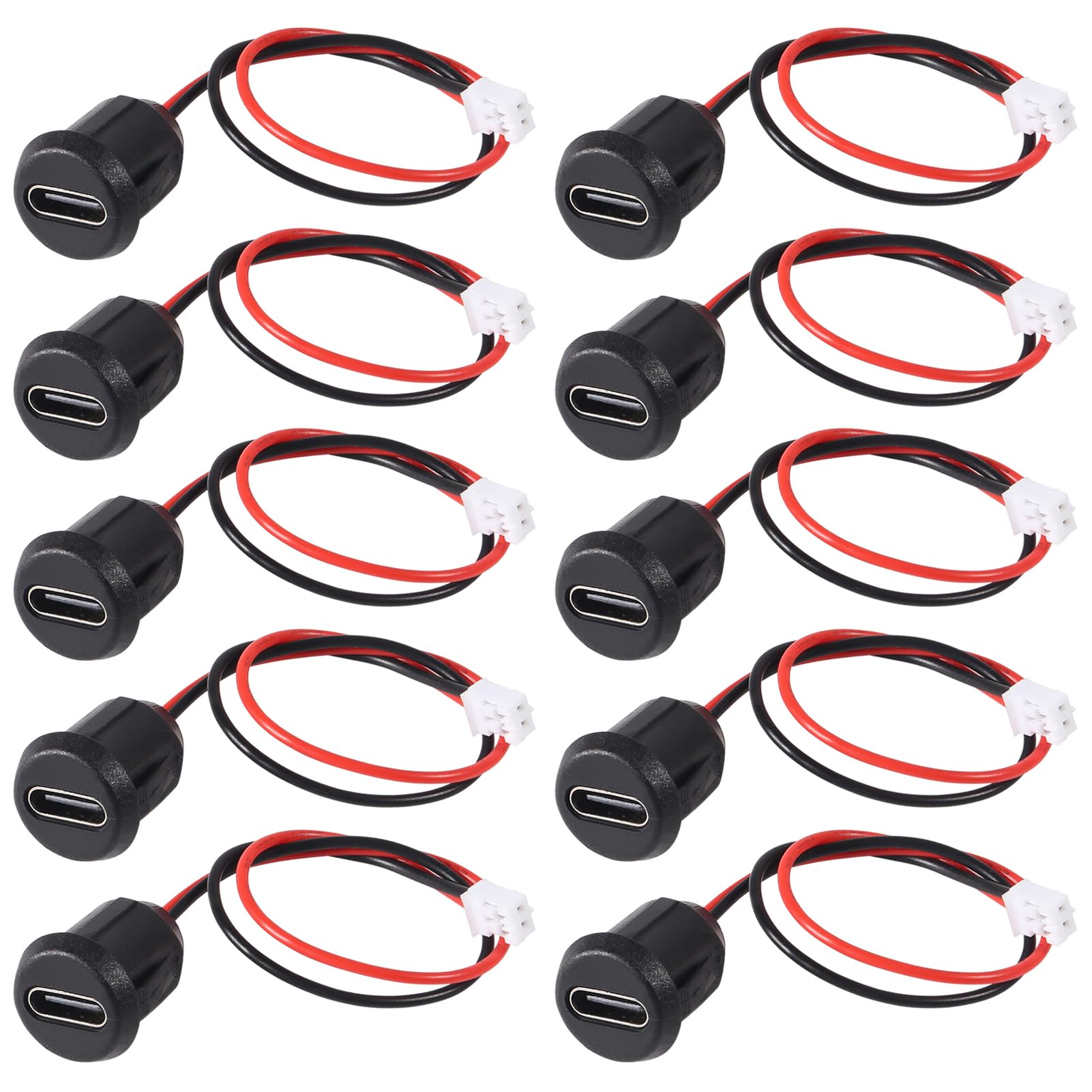 Amazon.com: 10PCS Type-C Female Chassis 2P Direct Crimp USB Female ...