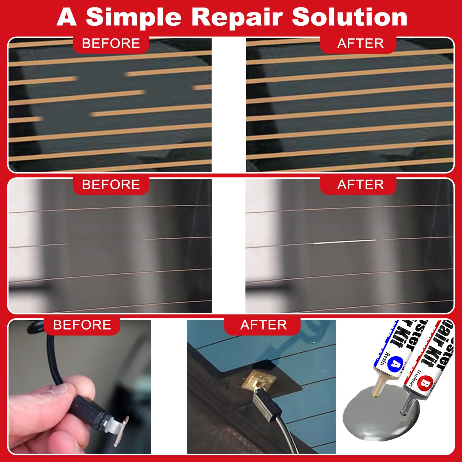 Rear Defroster Tab Repair Rear Window Defogger Repair Kit - Conductive ...