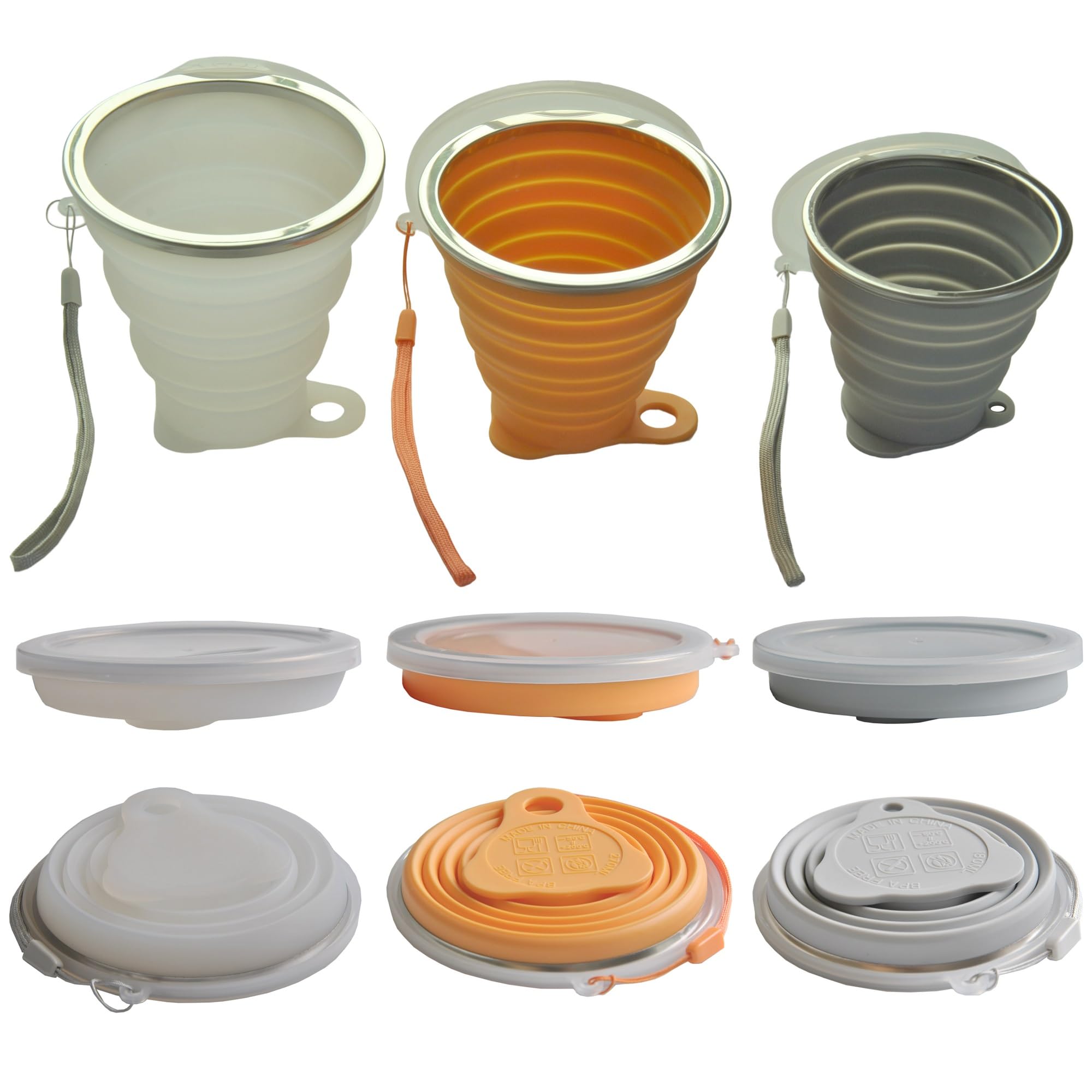 Amazon.com: Geolinhome Silicone Collapsible Cups, Portable Drinking ...