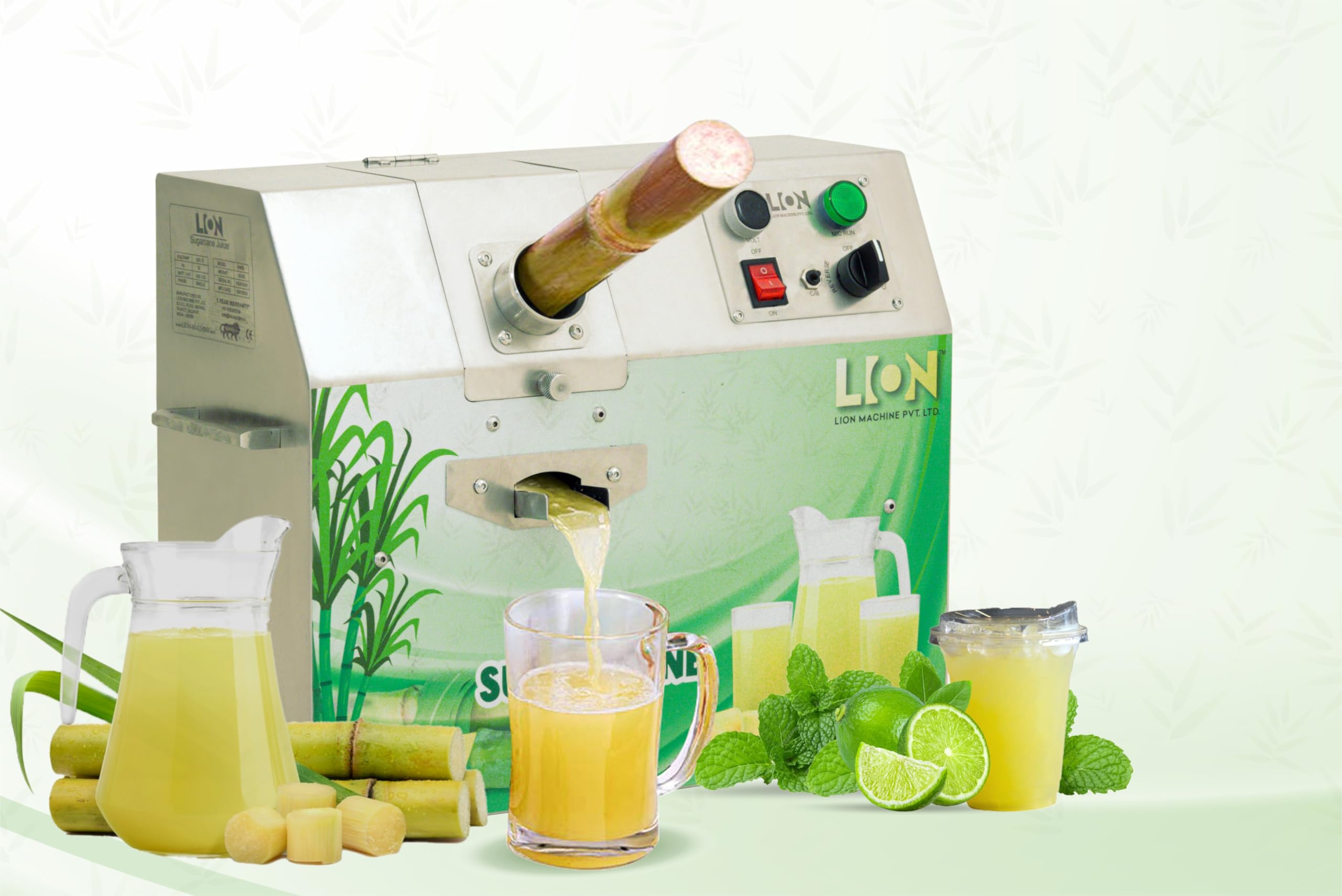 LION MACHINE Lion Sugarcane Juicer Machine-3 Roller Mechanism-Full Ss ...