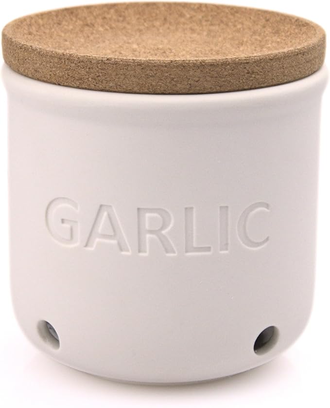 Amazon.com: Okavango Garlic Keeper - White Ceramic Container with cork ...