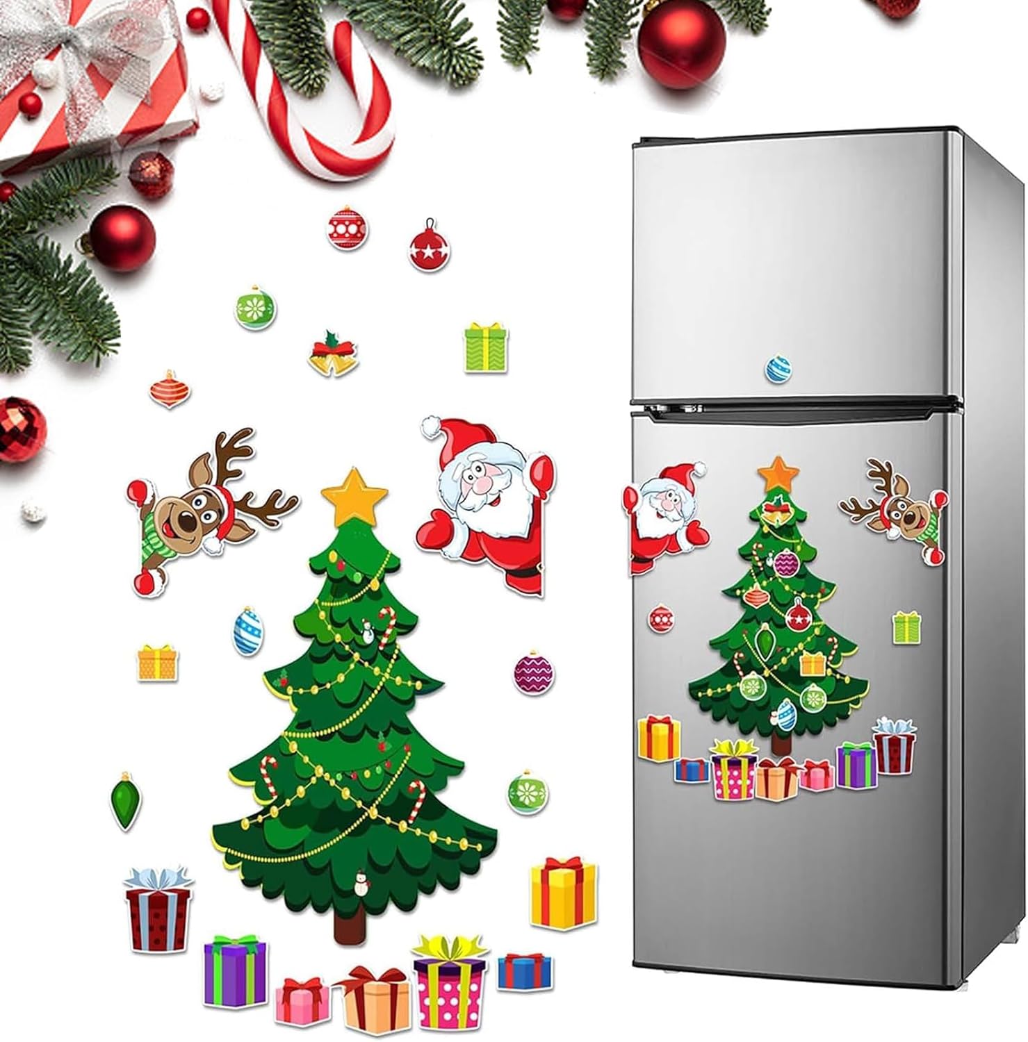 Amazon.com: Christmas Tree Refrigerator Magnets Decorations,Santa ...