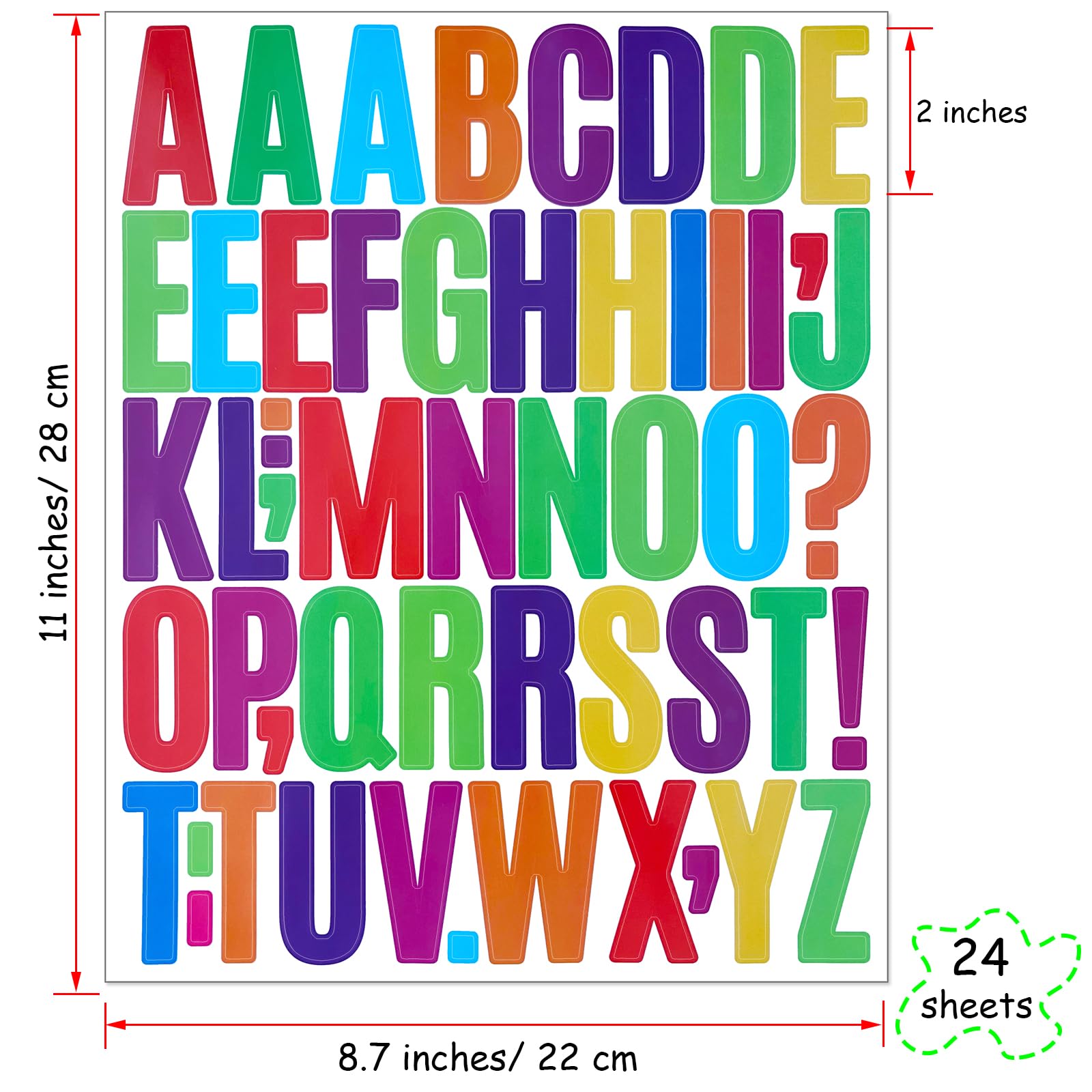 Snapklik.com : Bemeol 1248 Pieces Letter Stickers 24 Sheets 2 Inch ...