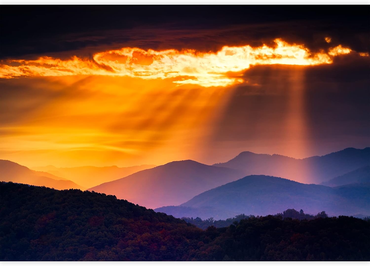 wall26 - Colorful Autumn Sunrise Over The Smoky Mountains - Removable ...