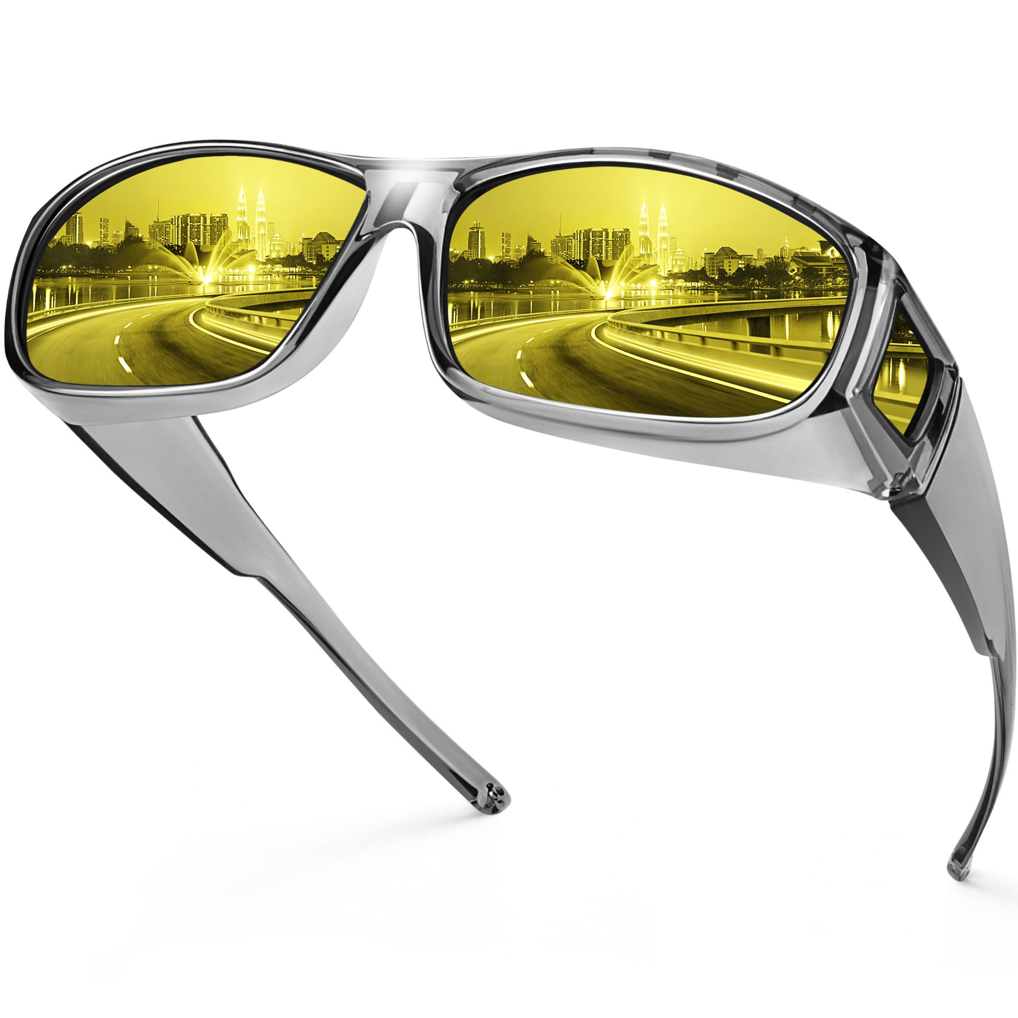 Snapklik.com : URUMQI Night Vision Glasses Fit Over Glasses For Men Women