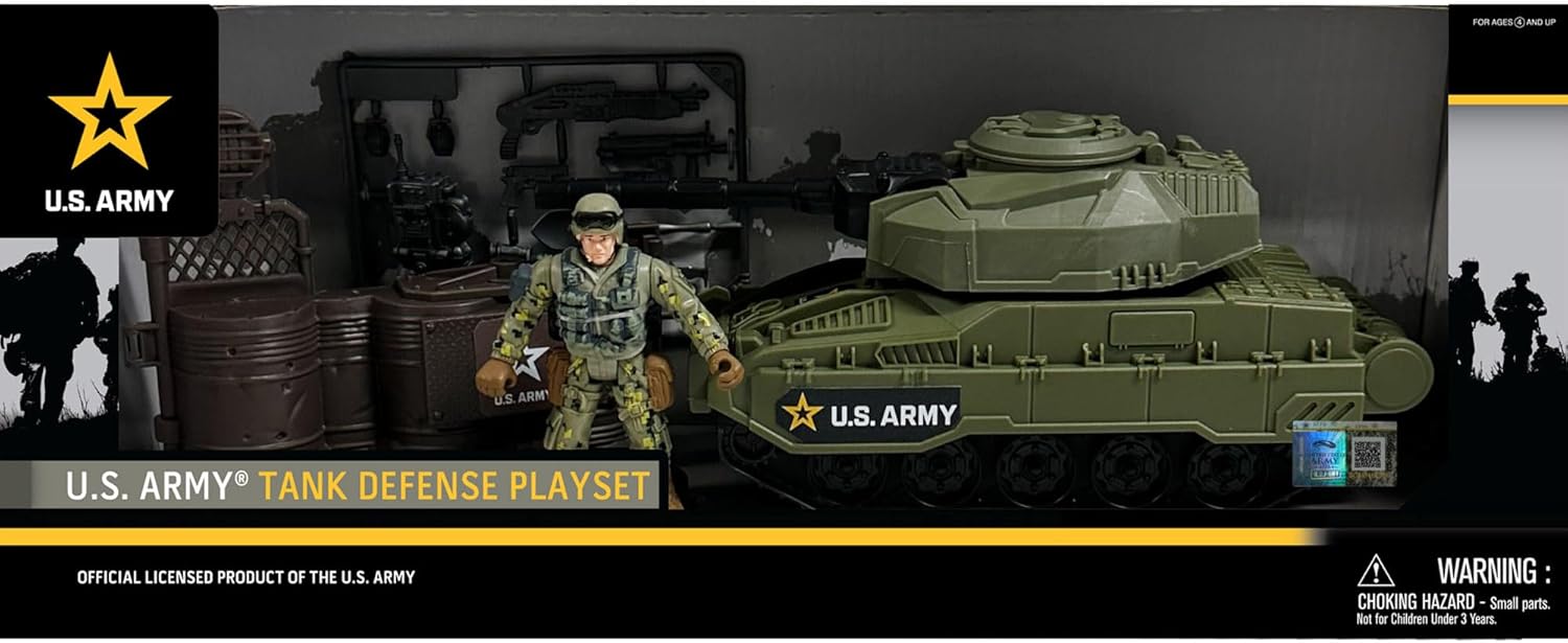 Amazon.com: U.S. Army: Tank Defense Playset with Soldier - Kids Playset ...