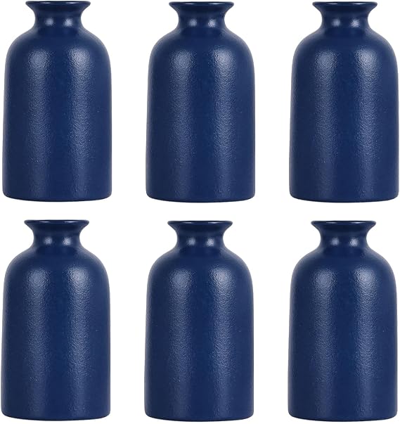 Amazon.com: Blue Ceramic Bud Vases Set of 6 - Modern Boho Navy Blue ...