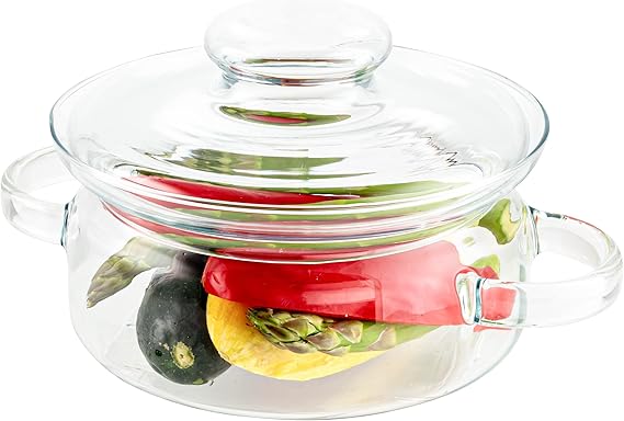 Simax Glass Pot, 1 Quart Glass Saucepan, Simmer Pot With Lid, Heat ...