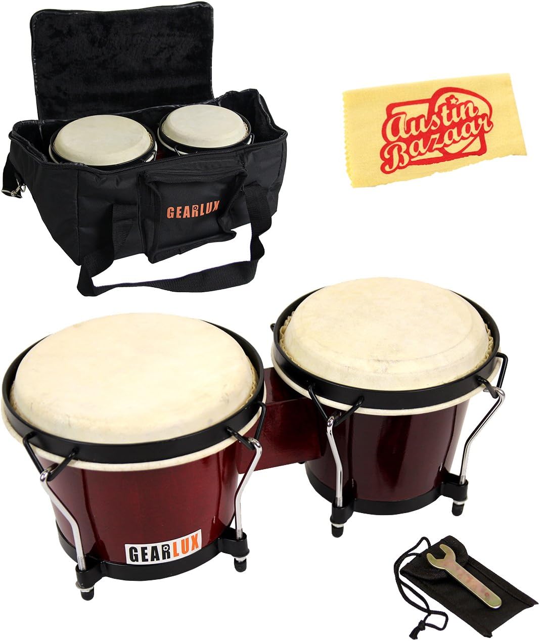 Amazon.com: Gearlux Tunable Bongos - Cherry Bundle with Gig Bag and ...