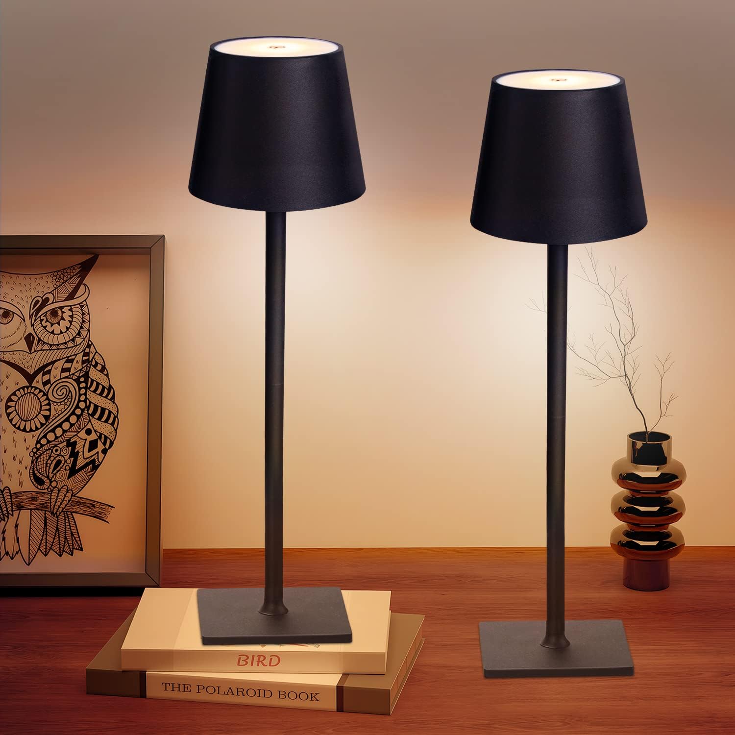 Modern LED Rechargeable Cordless Table Lamp with Touch Sensor, Aluminum ...