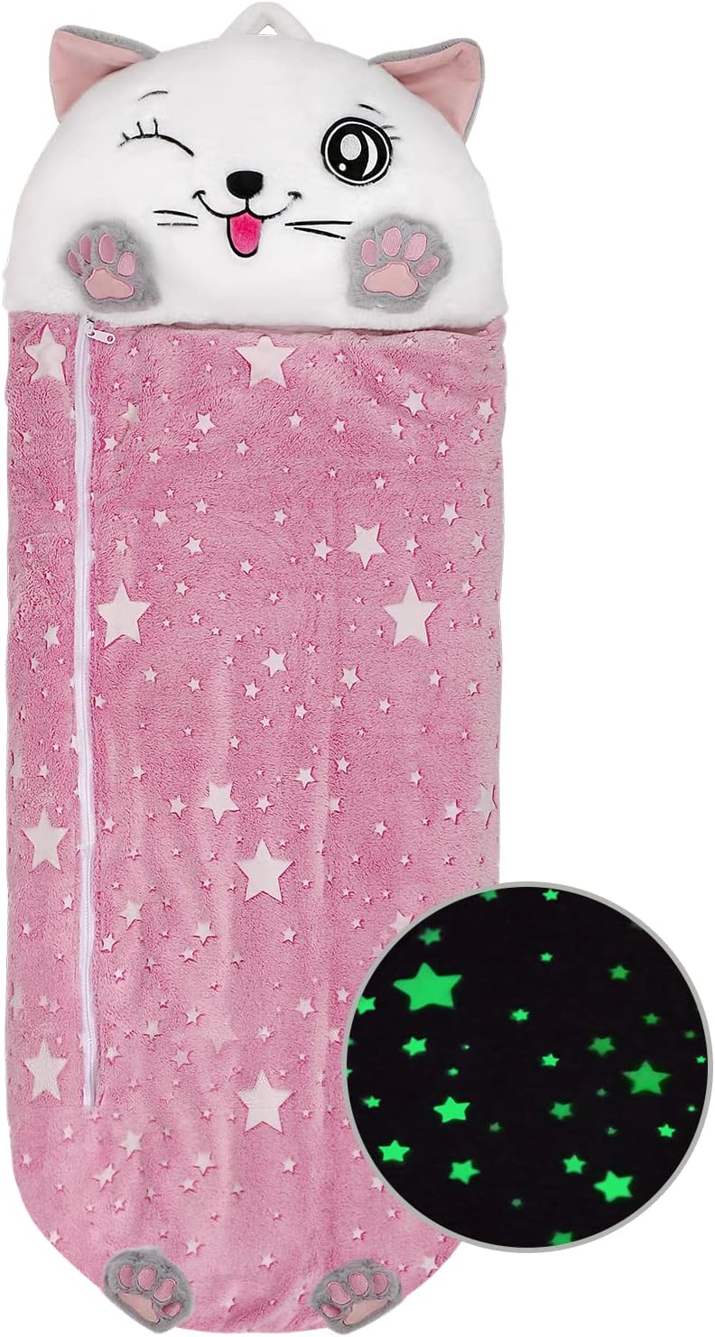 Amazon.com : Kids Sleeping Bag, ibeeule Glow in The Dark Cute Pink ...