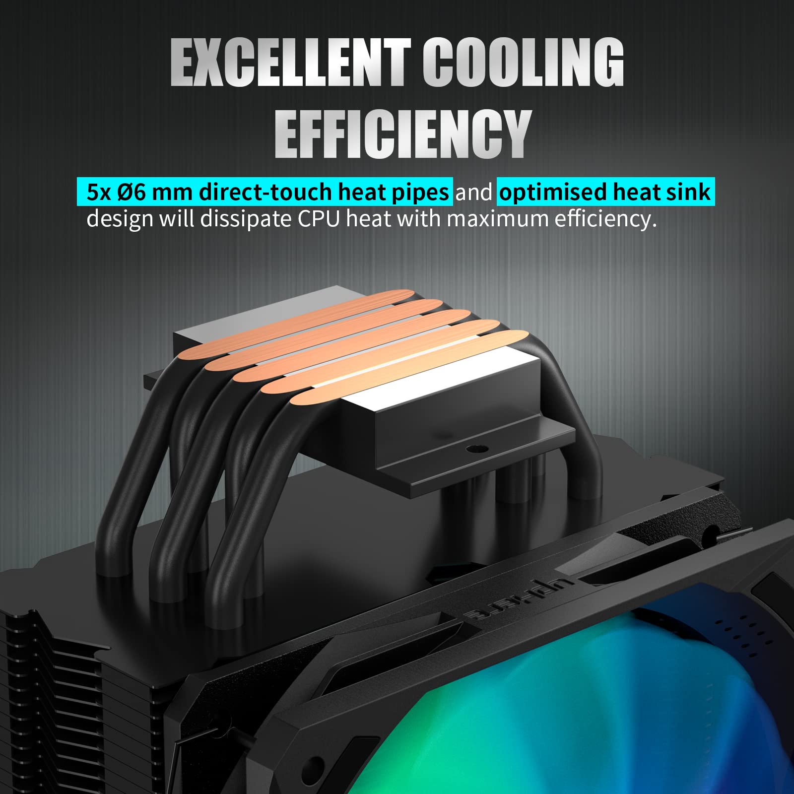 Snapklik.com : upHere S5C CPU Air Cooler LGA 1700 Ready 5 Heat Pipes ...