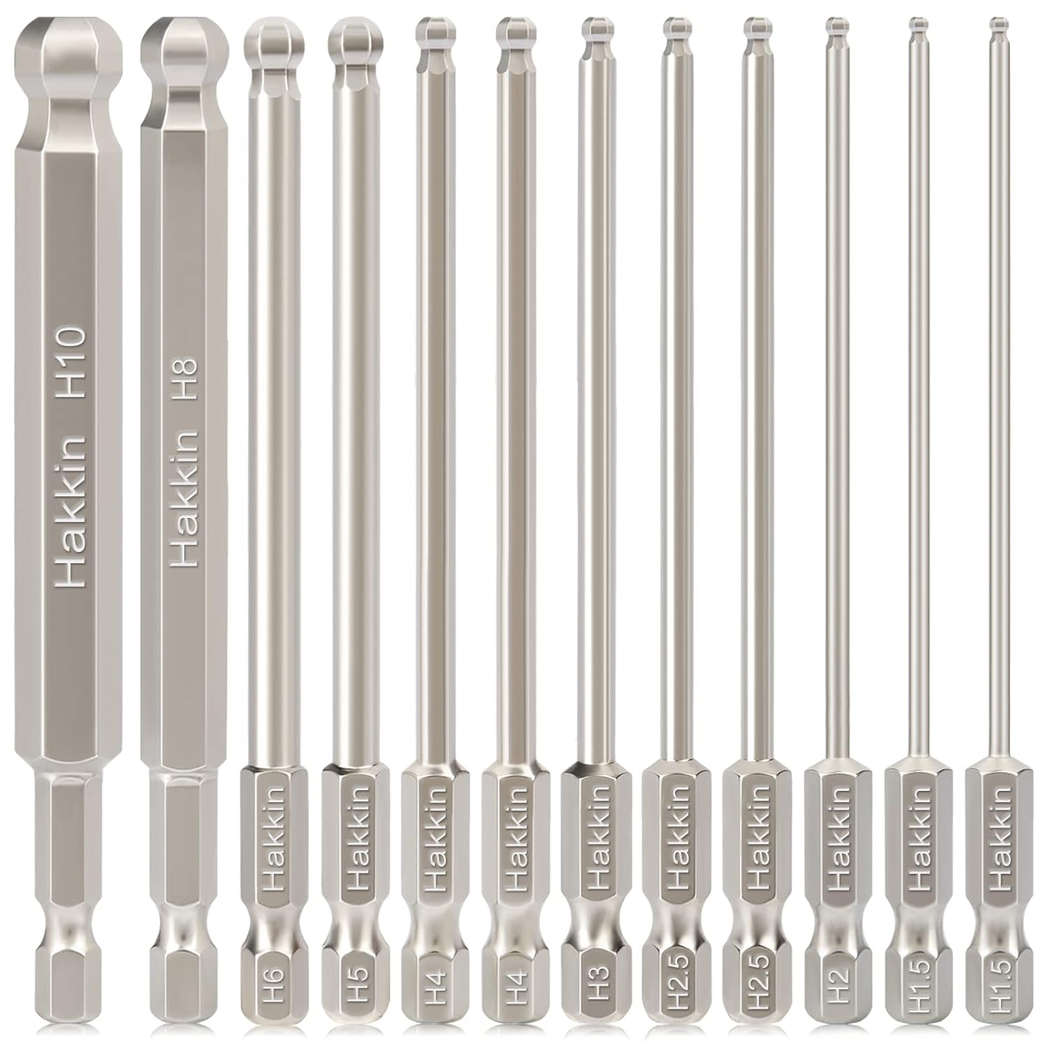 Hakkin 12Pcs Ball End Allen Key Bit Set 100mm Metric Ball End Hex Bits ...