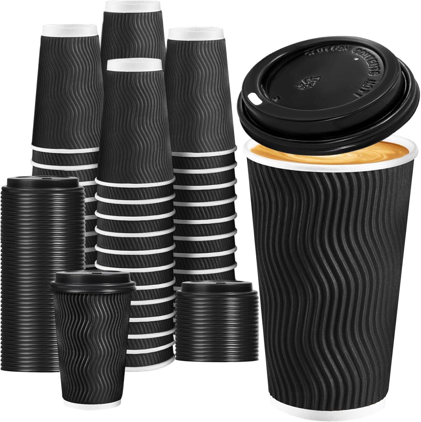 Amazon.com: Lamosi 16 oz 60 Pack Coffee Cups with Lids, Disposable ...