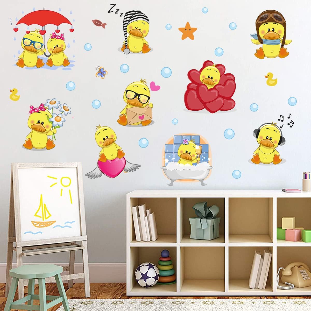 Amazon.com: Set of 12 Vinyl Wall Art Decals - Little Ducks - 5" x 5 ...