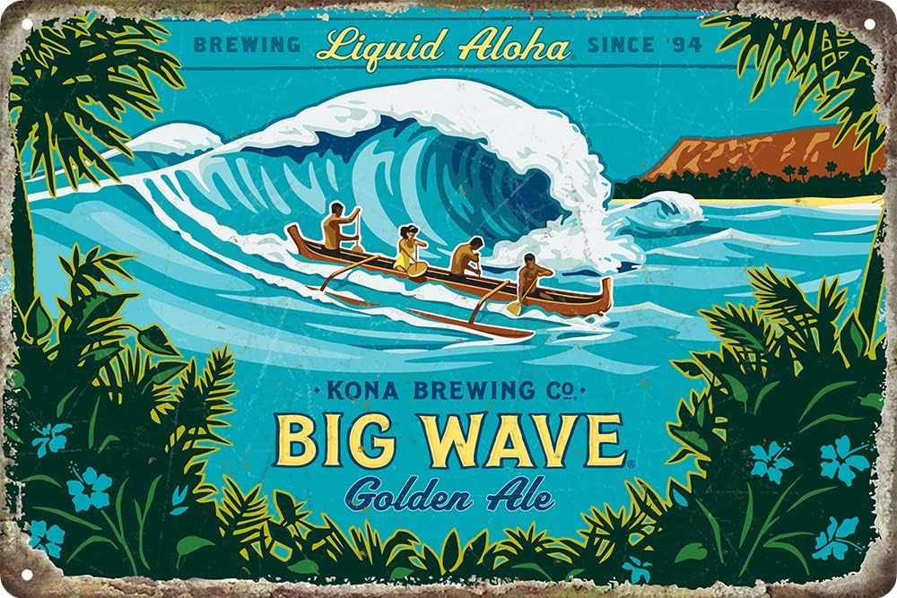 Amazon.com: mokarier Big Wove Kono Decorative Metal Tin Signs Cafe Beer ...