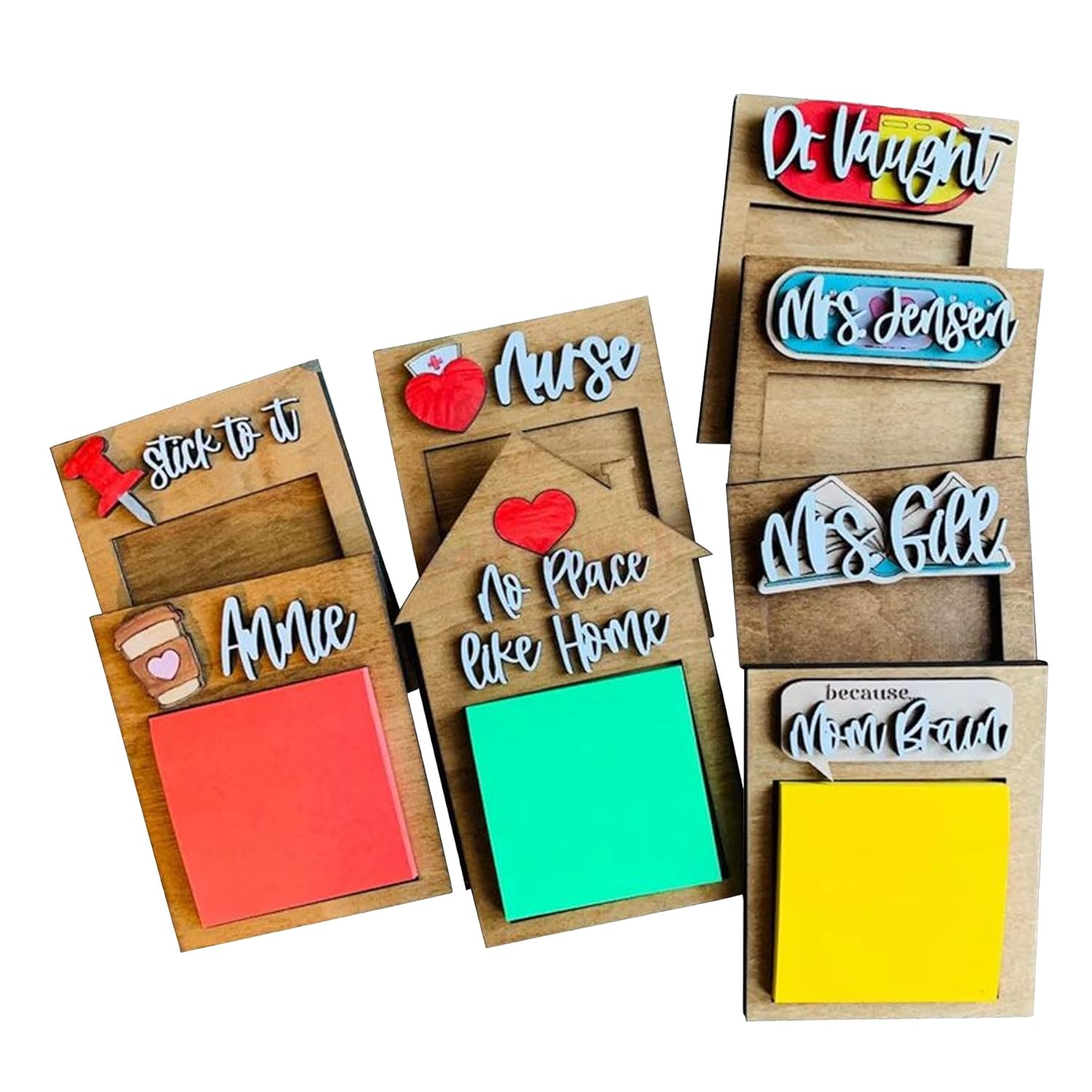 Amazon.com: Personalized Sticky Note Holder Dispenser Custom Wooden ...