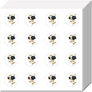 Amazon.com: CREATCABIN 128Pcs Small Rose Stickers Black Golden Rose ...