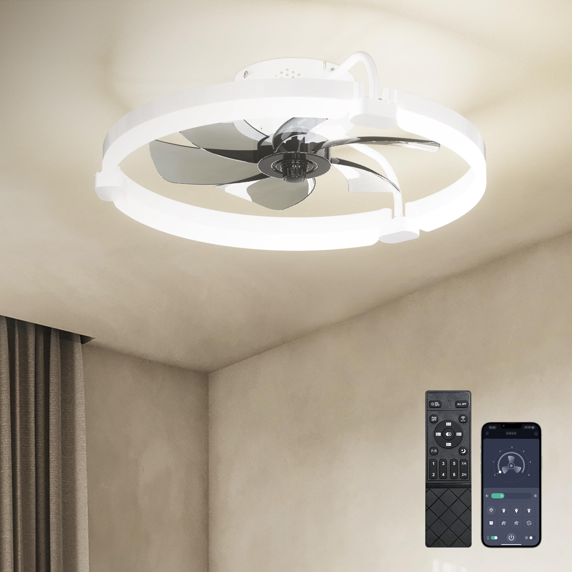 Ensenior 20'' Low Profile Ceiling Fans with Lights and Remote ...