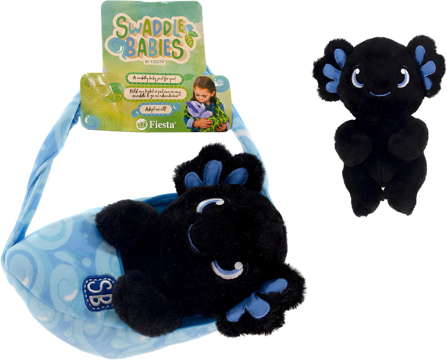 Amazon.com: Plush Gear Swaddle Babies 9.5 inch Cuddle Black Axolotl ...