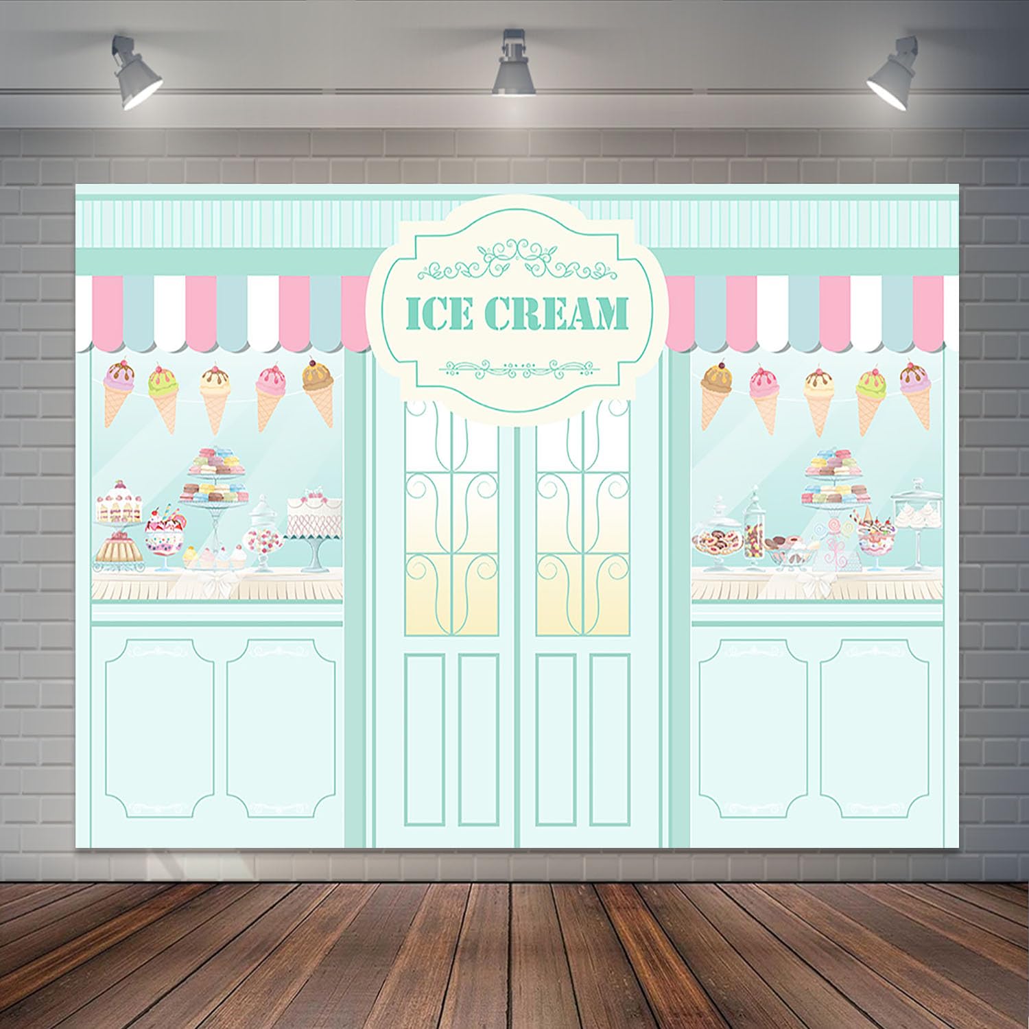 Amazon.com : Joliaco 8x6ft Ice Cream Shop Birthday Backdrop Blue Ice ...