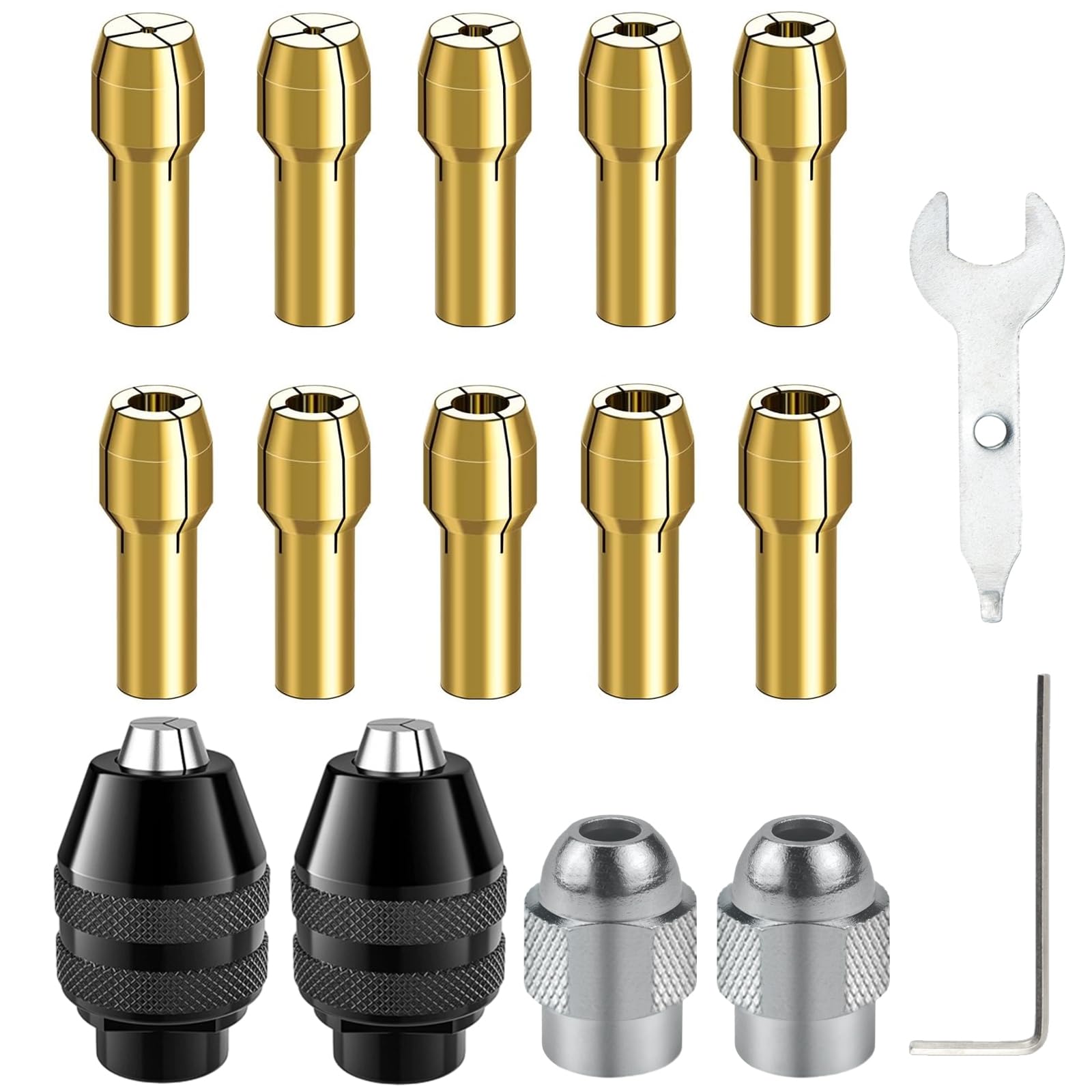 16 Piece Collet, Multi-size Drill Chuck Set, Brass 4486 Drill Chuck ...