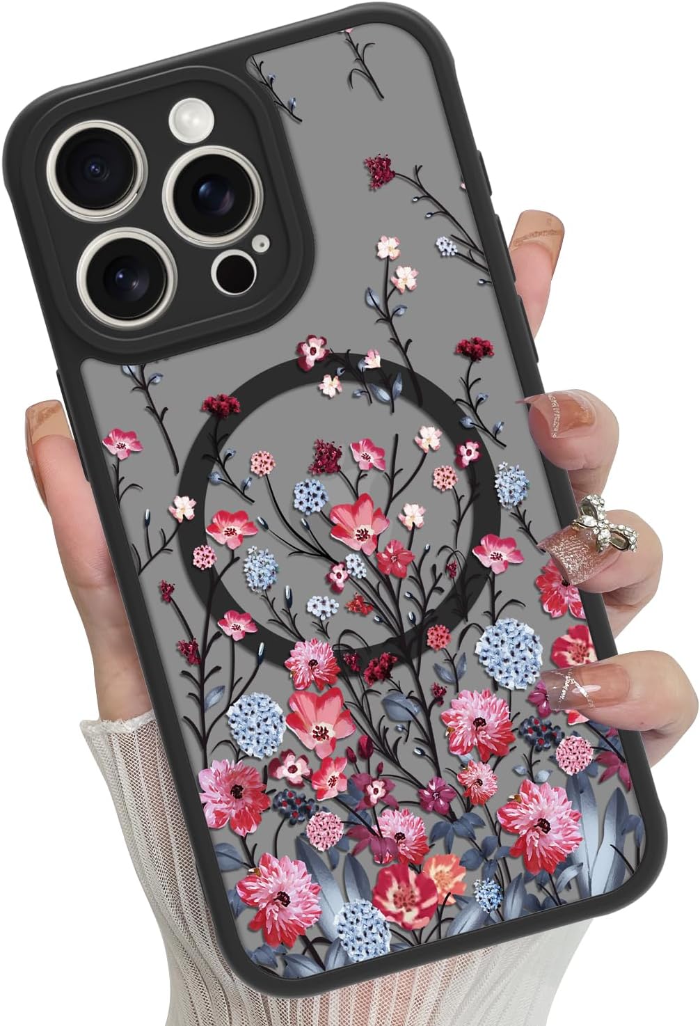 Amazon.com: MOWIME Magnetic Floral for iPhone 15 Pro [Compatible with ...