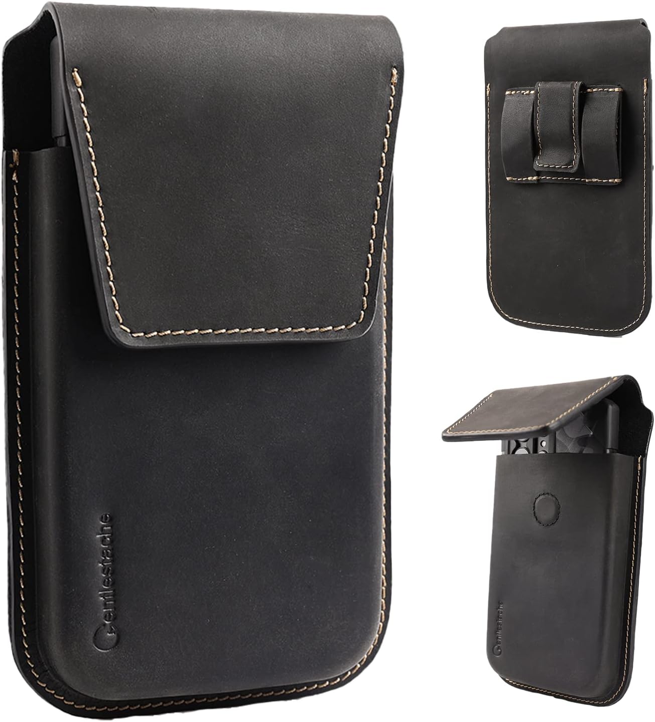 Amazon.com: BELTRON Genuine Leather Phone Holster with Belt Clip ...