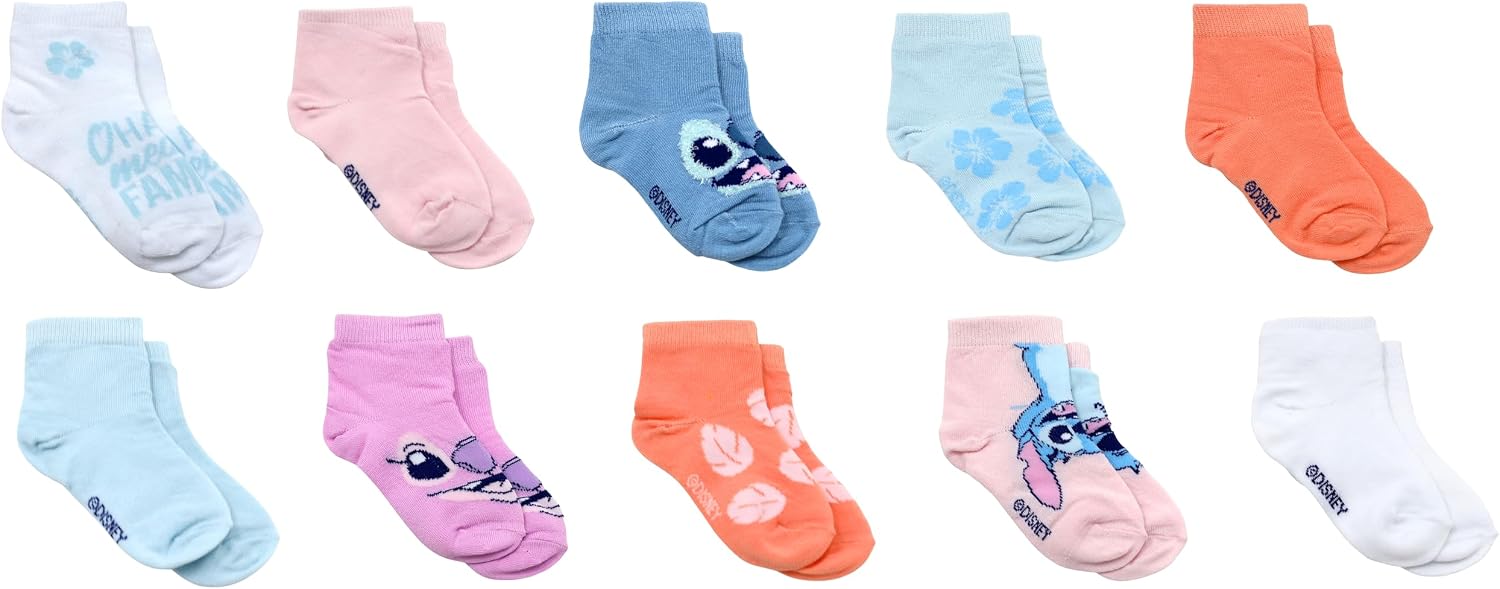 Amazon.com: RH/DISNEY Disney Stitch Ankle Socks for Toddler Girls - 10 ...