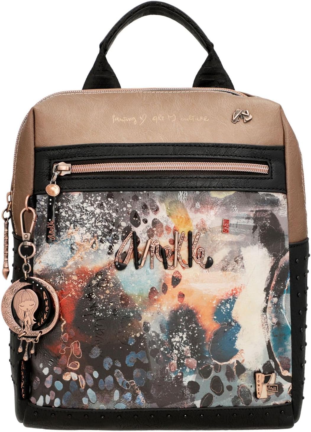 Anekke - Zaino medio da donna - Zaino in ecopelle con manici e tasche ...