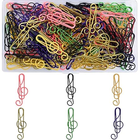 Amazon.com : Music Paper Clips 6 Colors, Metal Paper Clips Musical ...