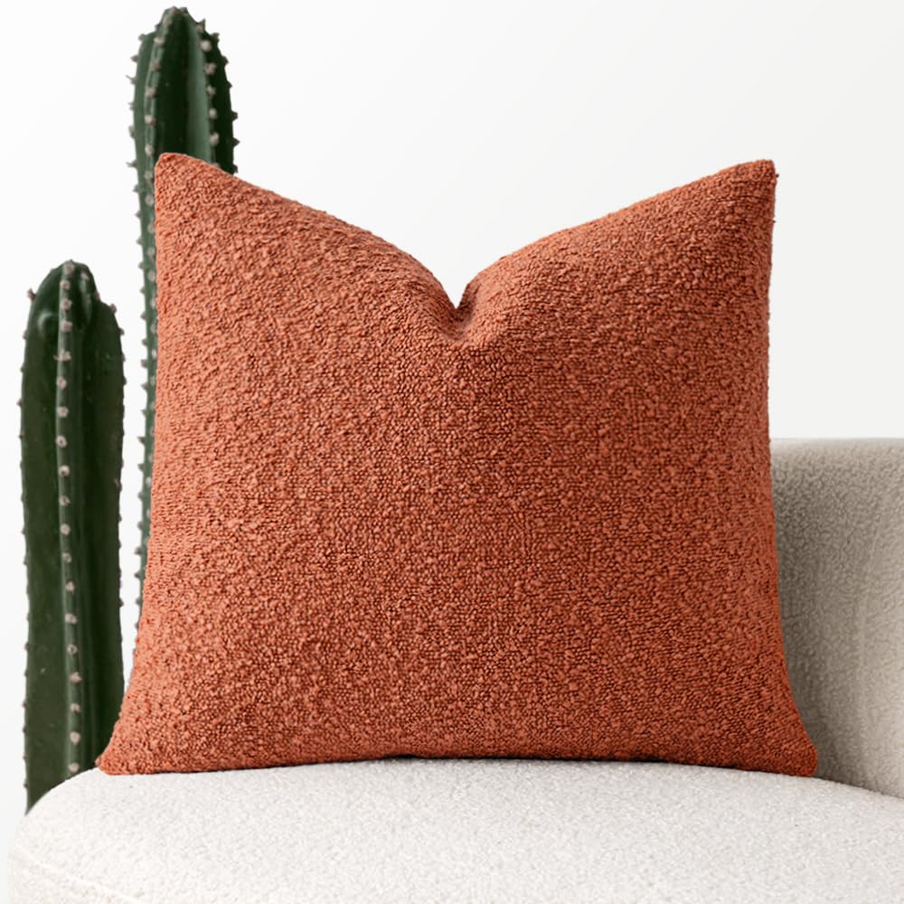 Amazon.com: MIULEE Pack of 1 Burnt Orange Textured Boucle Throw Pillow ...