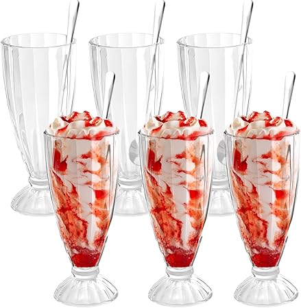 Amazon.com | CAYOREPO 6 Pack 12oz Milkshake Glass with 6 Long Metal ...