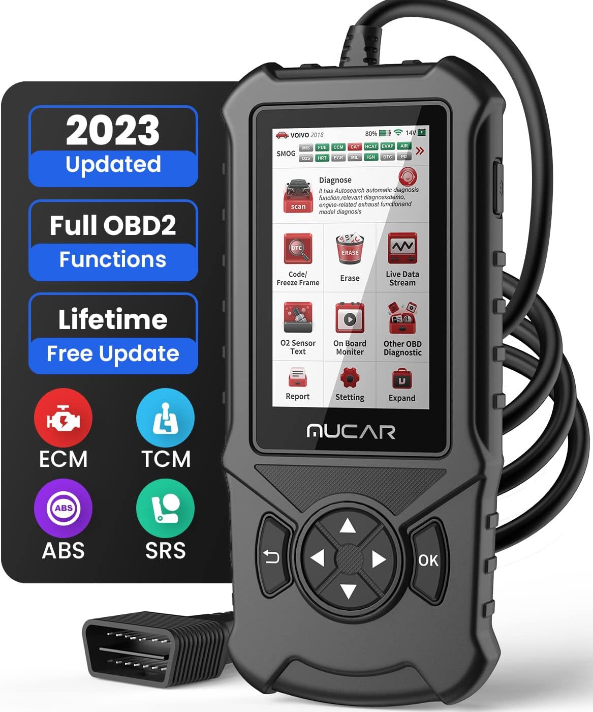 mucar CDE900 2+16G OBD2 Scanner Universal OBD II Code Reader, Extra ...