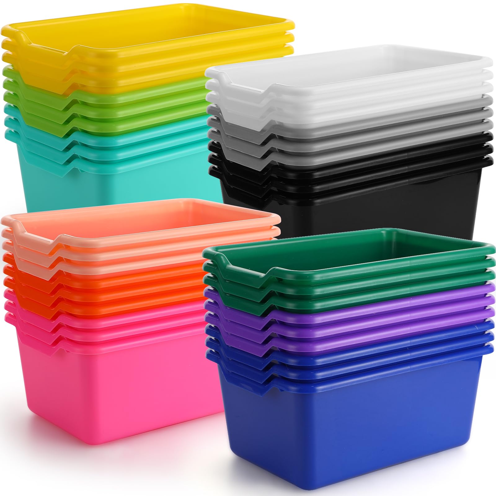 Amazon.com: Dandat 36 Pcs Book Bins for Classroom Bulk Plastic Cubby ...