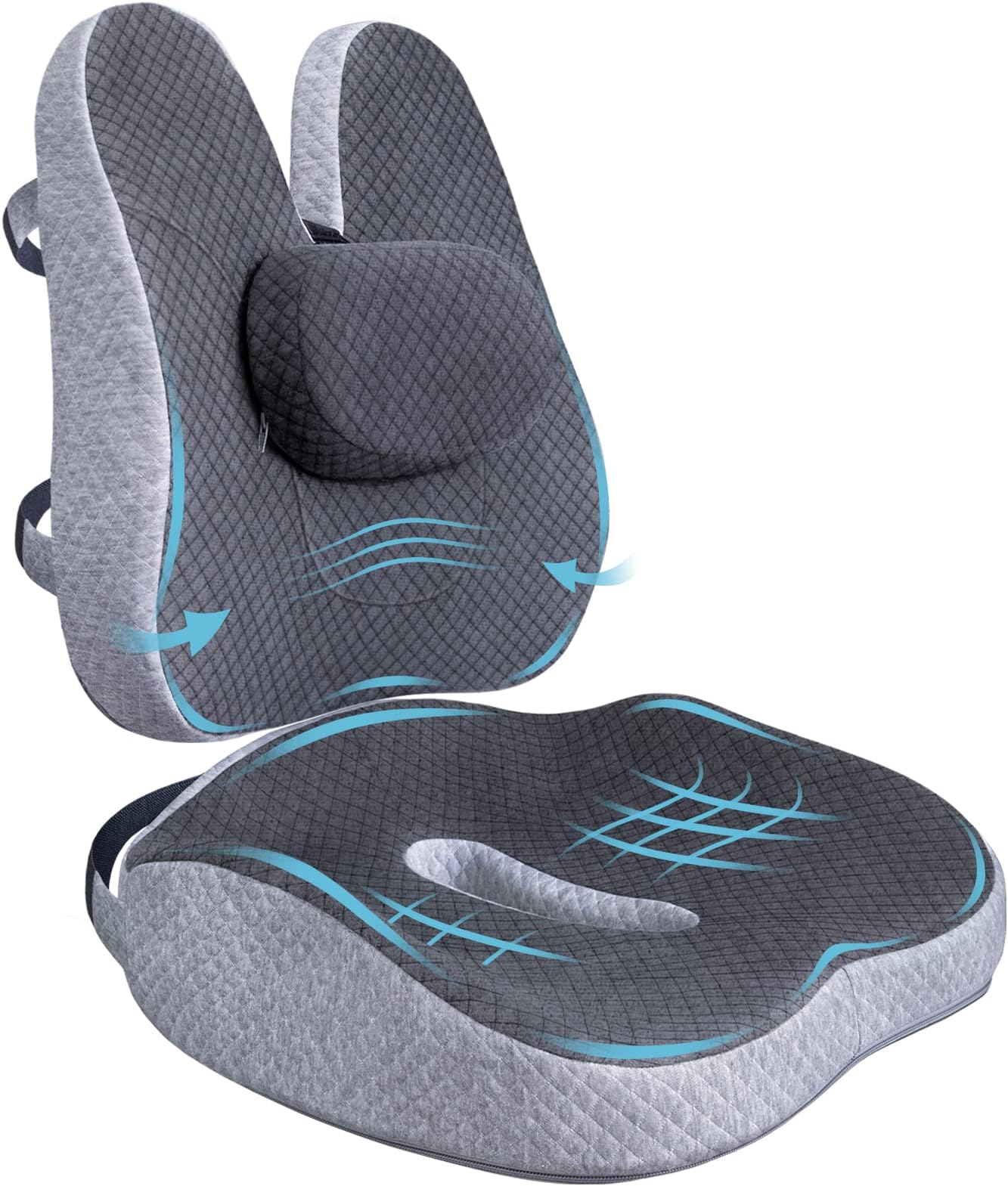 Amazon.com : Lumbar Support Seat Cushion (2 Piece) - Memory Foam Seat ...