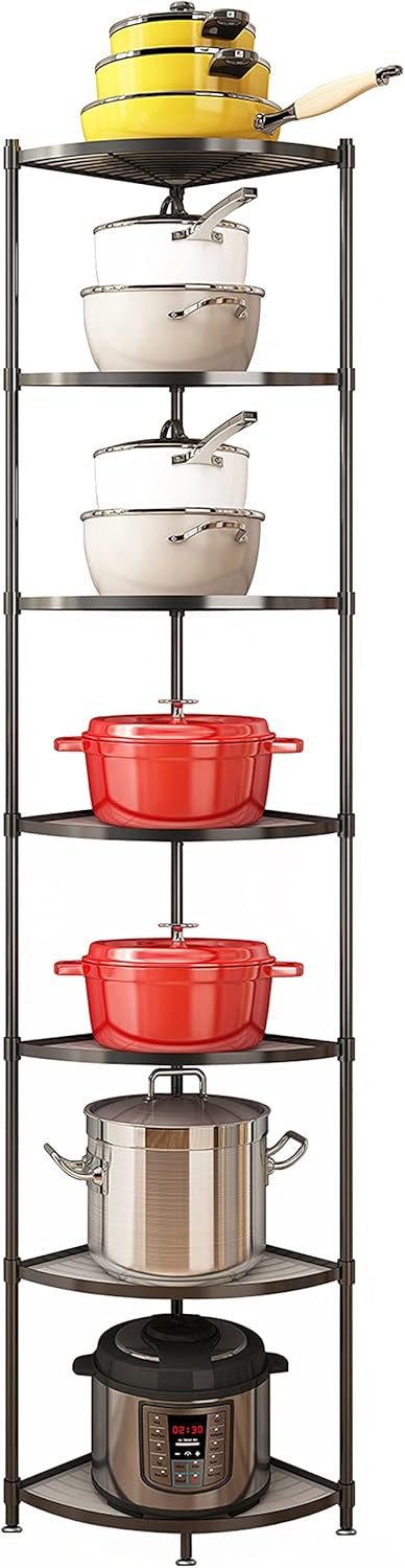 Amazon.com: 7-Tier Kitchen Pot Rack, Cookware Stand Storage Organizer ...