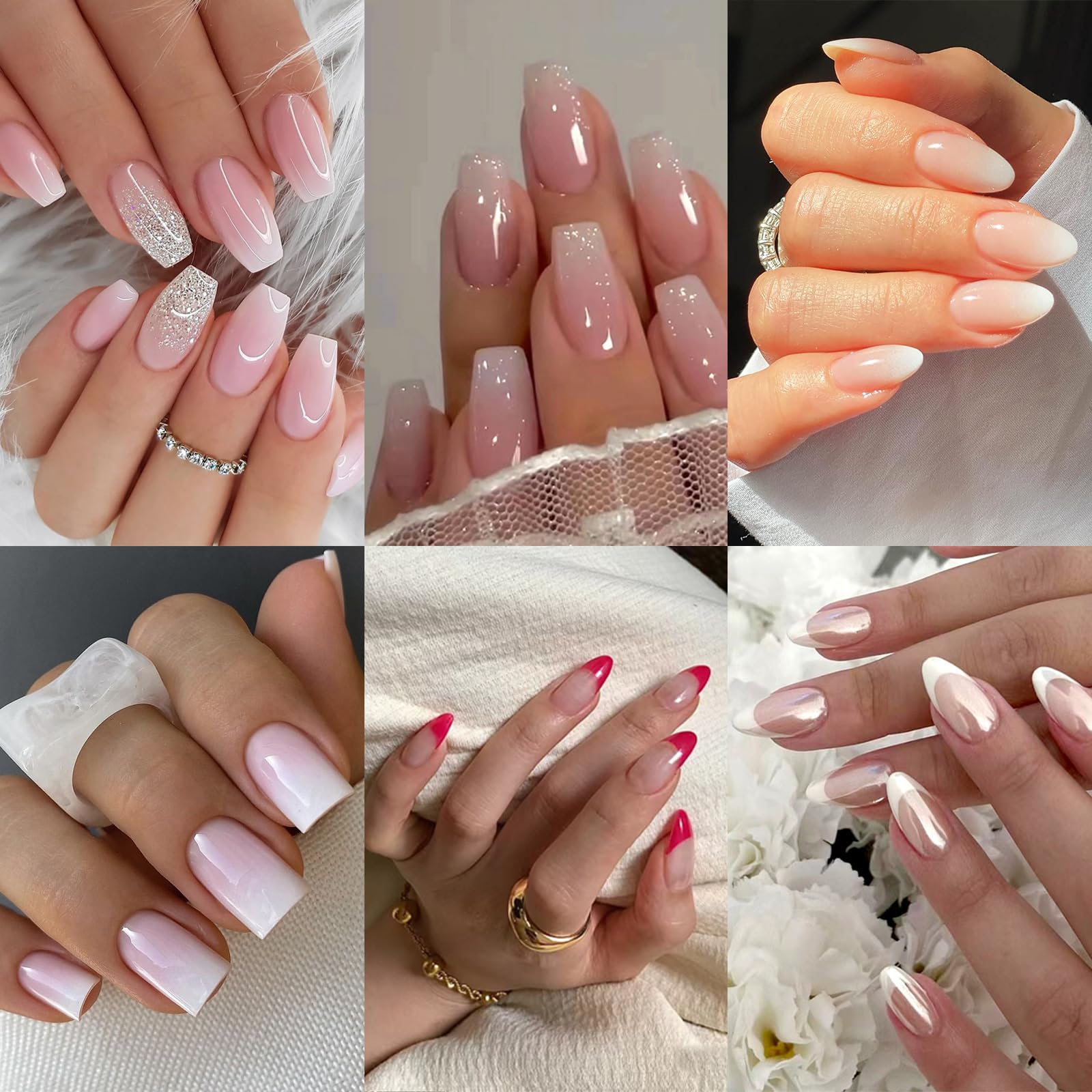 Amazon.com: 6 Packs (144 Pcs) Almond Press on Nails Pack, OPkssnails ...