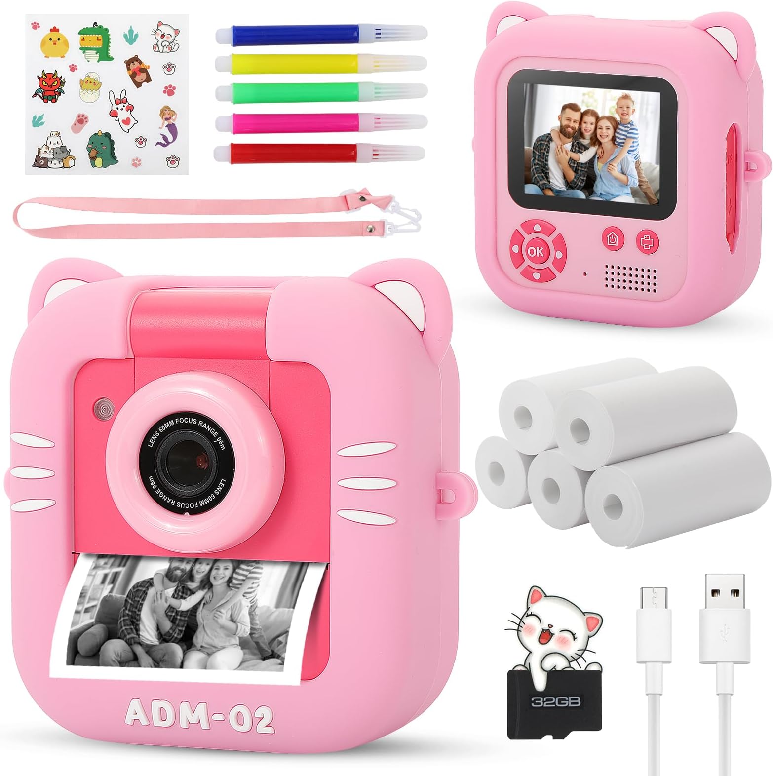Amazon.com : Kids Camera Instant Print, Inkless Instant Camera for Kids ...