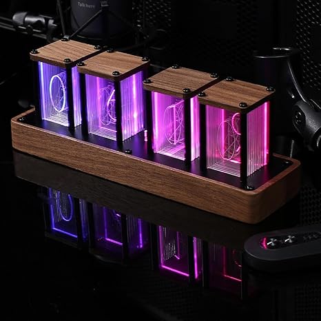 AYYDS LED Nixie Tube Clock, Glow Tube Clock, LED Digital Clock with ...