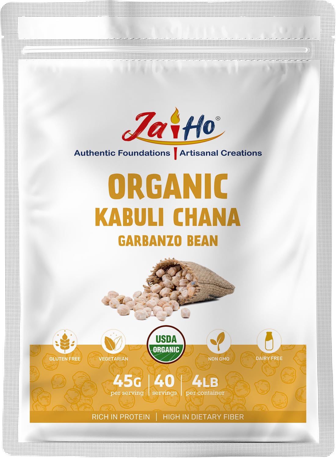 Amazon.com : Jai Ho Certified Kabuli Chana Garbanzo Beans 4 lb ...