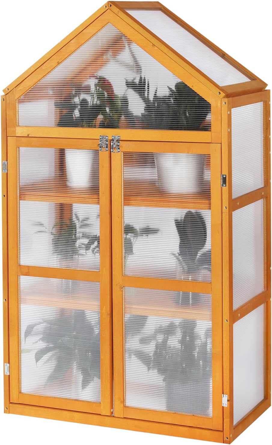 Amazon.com : LYNSLIM Cold Frame Greenhouse, 2 Tier Wooden Portable ...