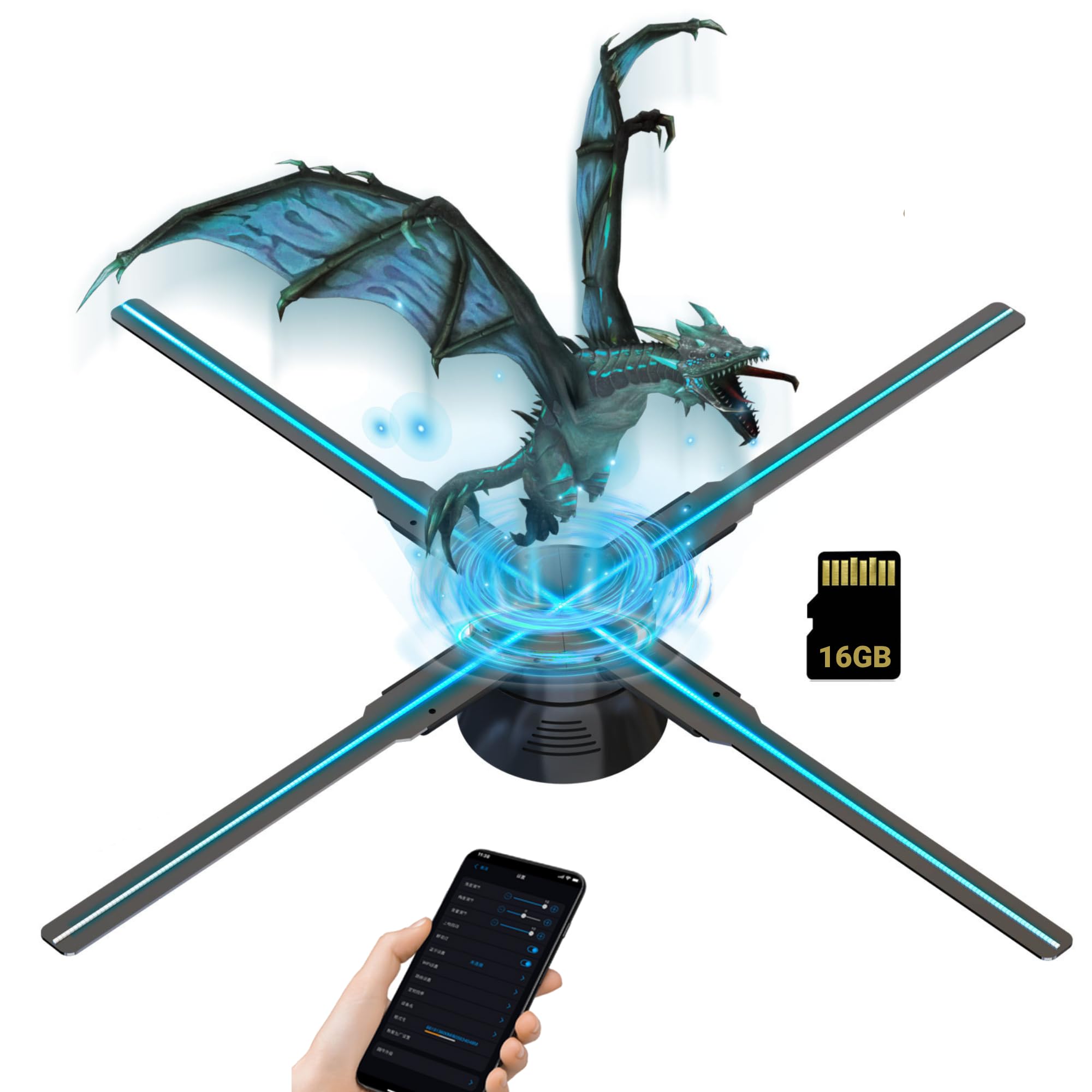 Bewinner Hologram Fan,3D Hologram Fan Projector Advertising Display for Christmas, 2000x1152 ...