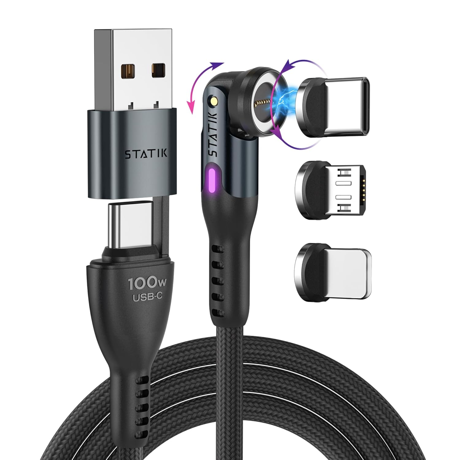 STATIK Cable de Carga magnético 360 Pro – Cable de Carga magnético USB ...