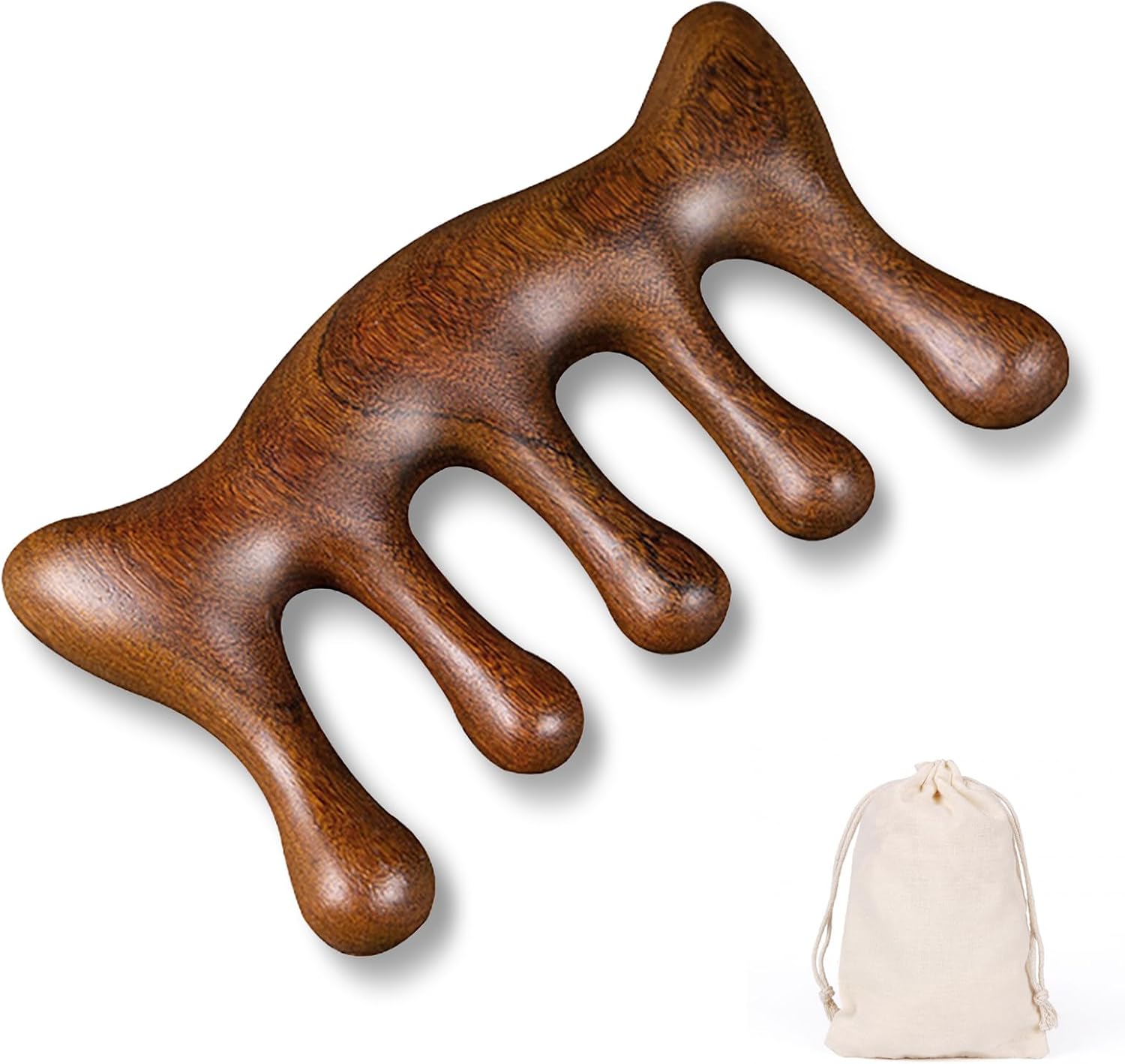 Amazon.com: BeecarolX Wooden Head Massager Scalp - Gua Sha Manual Five ...