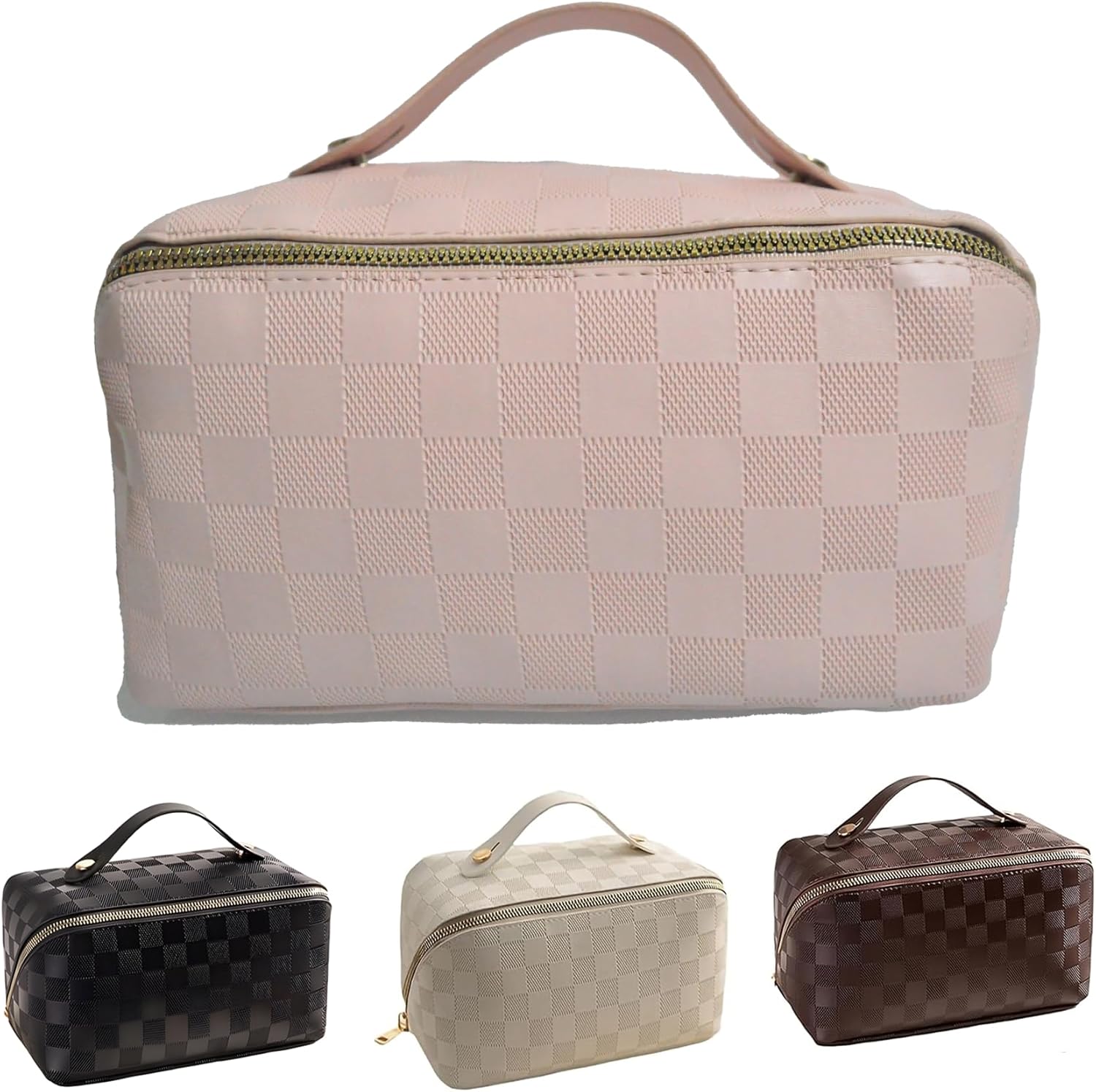 Amazon.com: Checker Makeup Bag, Checkered Cosmetic Bag, Large Capacity ...