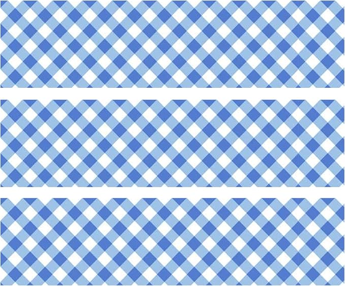Amazon.com: Blue Gingham Edible Cake Cupcake Border Strips Decorations ...