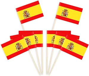 Amazon.com: Spain Flag 100 Pack Spanish Toothpick Flags Cheese Markers ...