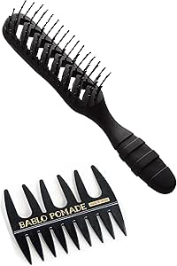 Amazon | BABLO POMADE ヘアブラシ メンズ ガイコツブラシ ＆ メッシュコーム（黒） 櫛 スケルトンブラシ | BABLO POMADE | ヘアブラシ 通販