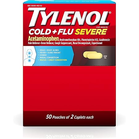 Amazon.com: Tylenol Cold + Head Congestion Severe Medicine Caplets for Fever, Pain & Congestion ...